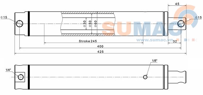 Xi lanh thủy lực bàn nâng thủy lực hành trình 245 mm